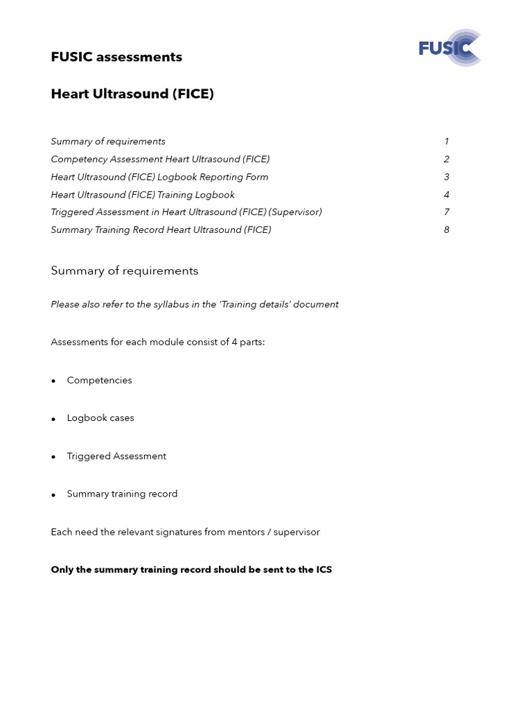 FUSIC Heart - Assessment Document 10.03.22 | PDF | Echocardiography | Heart
