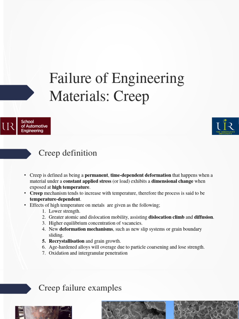 Failure of Engineering Materials-Creep-TS | PDF | Creep (Deformation) | Plasticity (Physics)