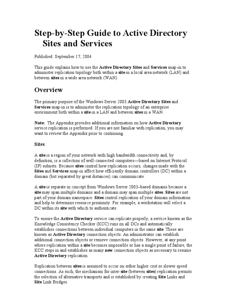Active Directory Replication Guide | PDF | Active Directory | Computer ...