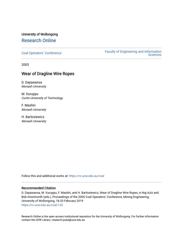 Wear of Dragline Wire Ropes | PDF | Wear | Rope
