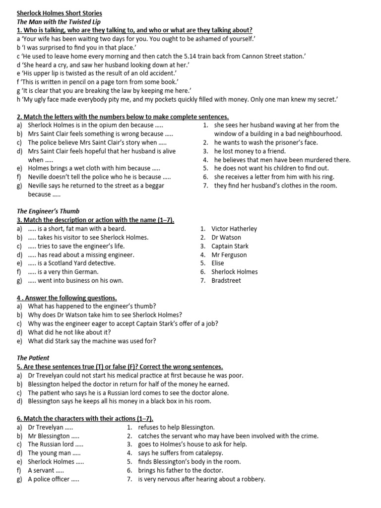 Sherlock Holmes Short Stories | PDF | Arthur Conan Doyle Characters