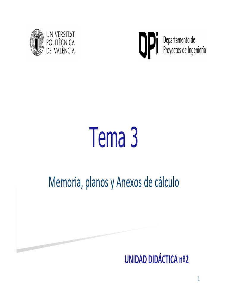 Tema 3 - Memoria Planos y Anexos de Calculo - Subrayado | PDF | Presupuesto | Memoria