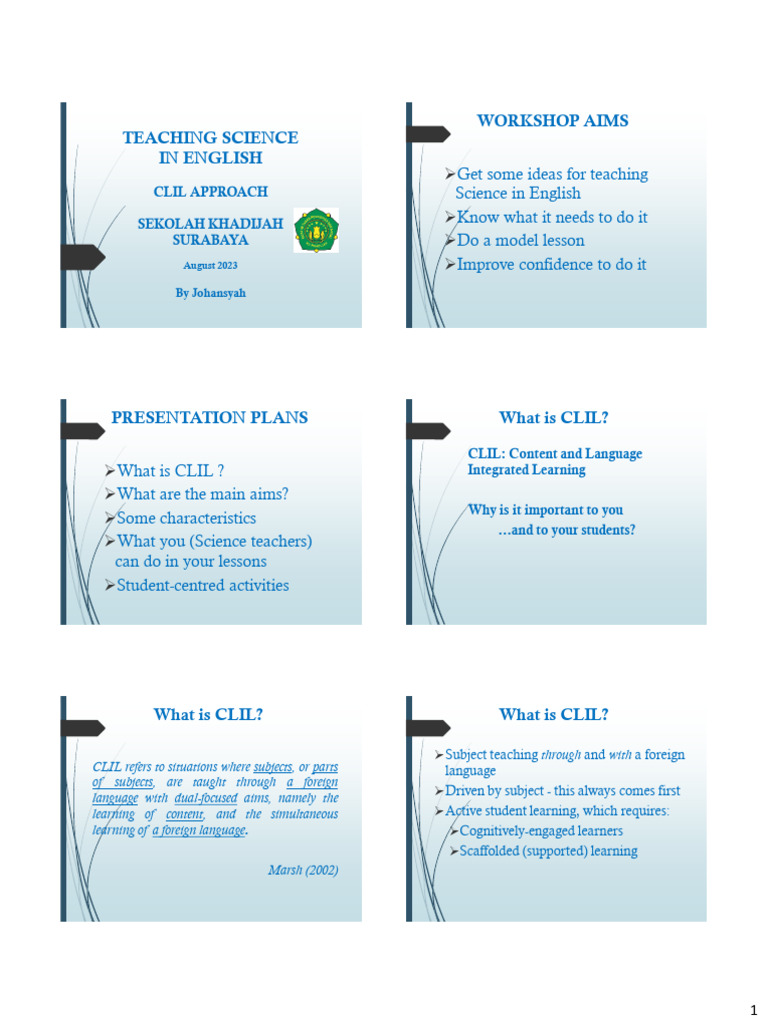 CLIL Presentation-Science | PDF | Learning | Subject (Grammar)