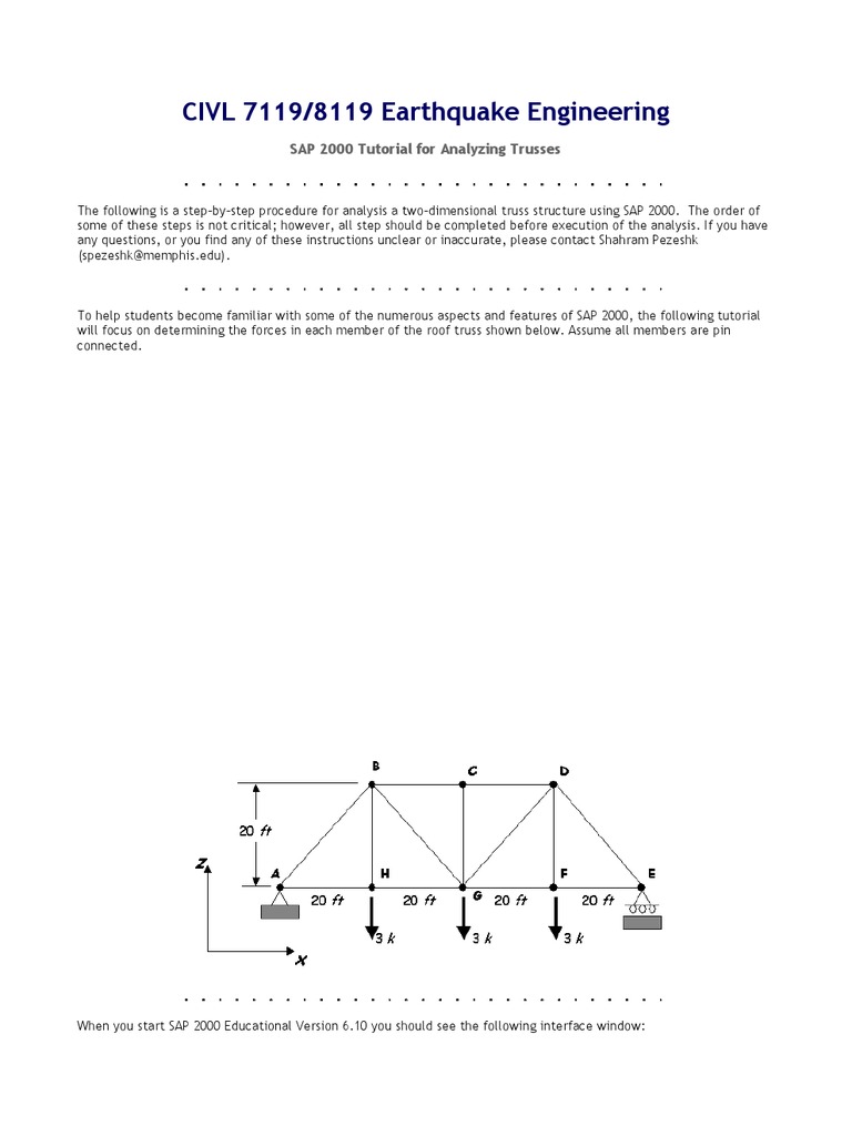 Sap 2000 Truss Analysis Tutorial Pdf