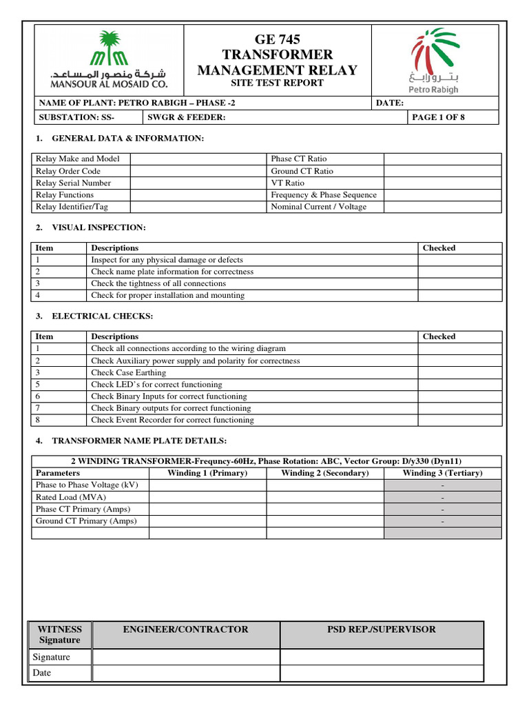 Ge 745 | PDF | Transformer | Electrical Substation