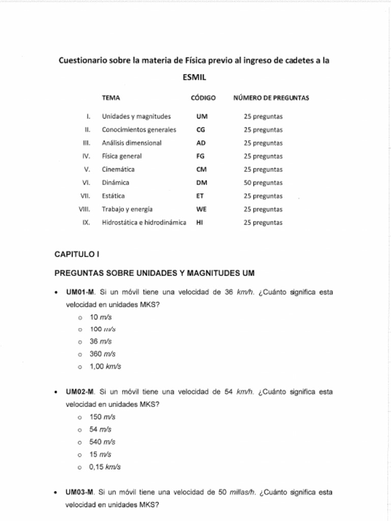Banco de Preguntas Física | PDF