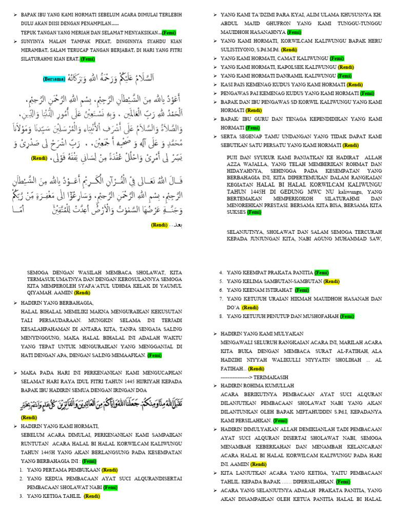 MC Halal Bi Halal Korwilcam Kaliwungu 2024 - Untuk Cetak | PDF | Agama & Spiritualitas