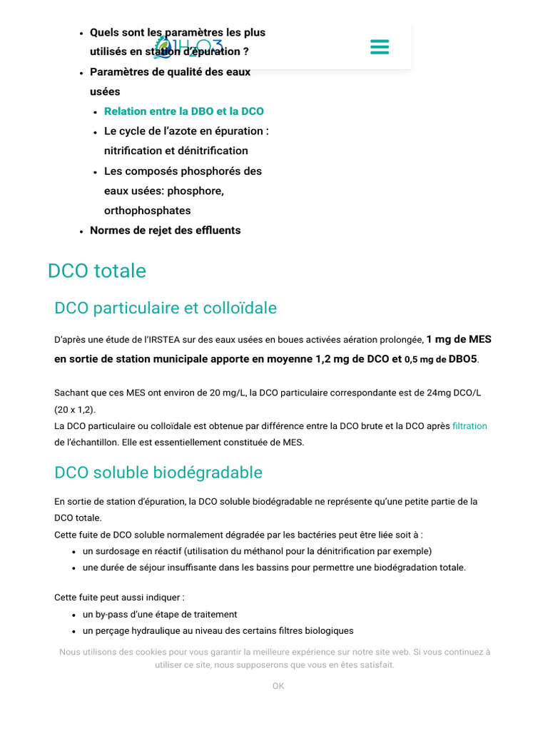 DCO Et DBO5 - Demande Chimique en Oxygène - Biologique en Oxygène | PDF ...