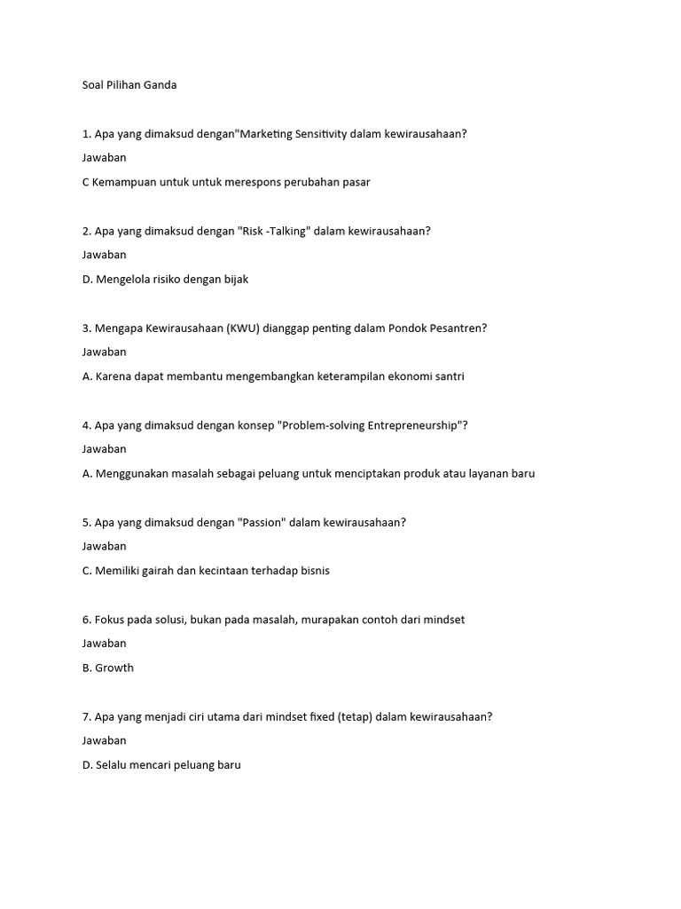 Kunci Jawaban Pelatihan Kwu Pesantren MOOC PINTAR | PDF