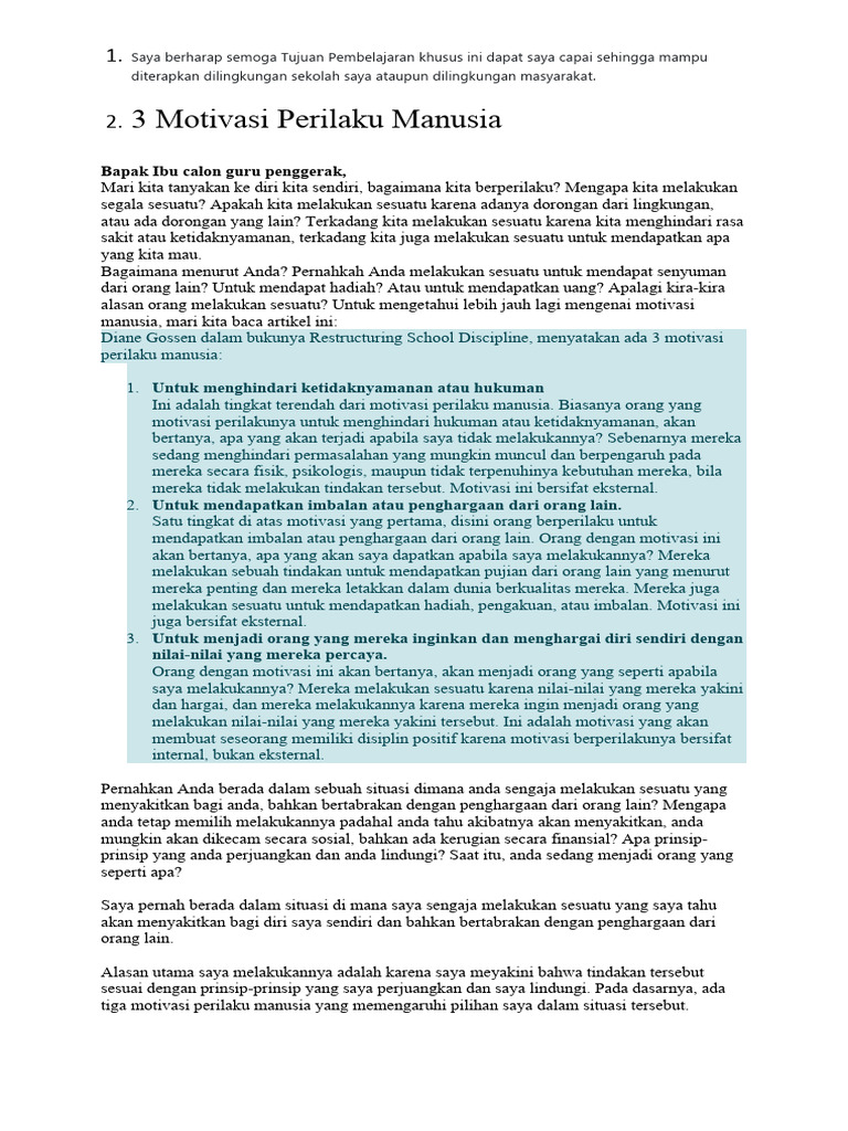 3 Motivasi Perilaku Manusia | PDF | Pengembangan Diri
