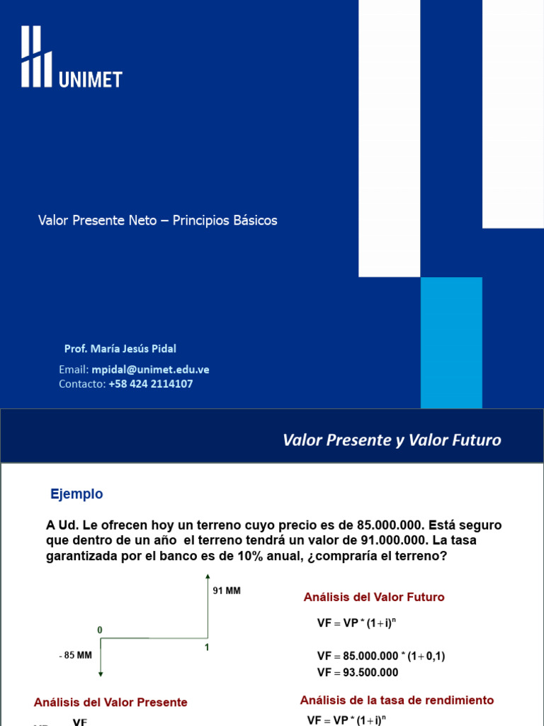 Clase - Valor Presente Neto | PDF | Finanzas Matemáticas | Comercio