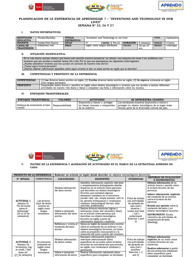 Planificador EdA 7 Civlo VI-VII | PDF | Evaluación | Aprendizaje