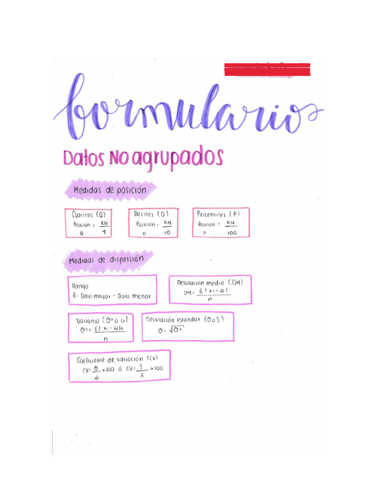 Formulario de Estadística. | PDF