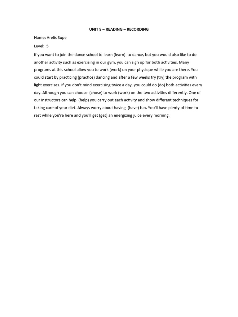Unit 5 Recording | PDF