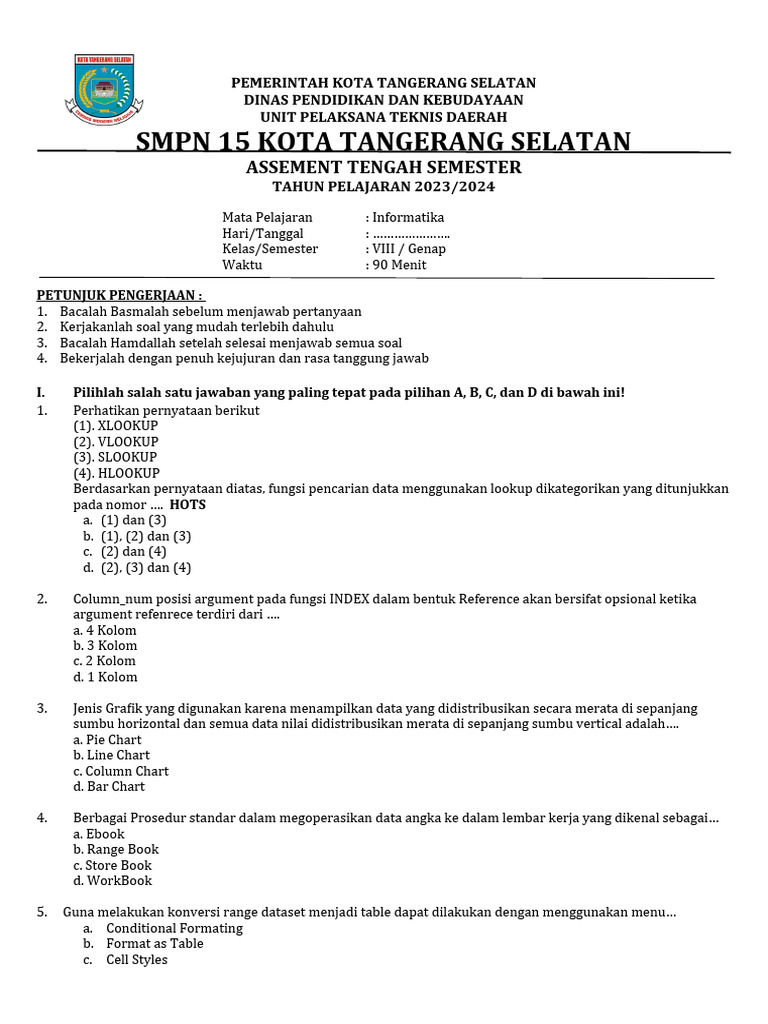 SOAL PTS Genap INFORMATIKA | PDF