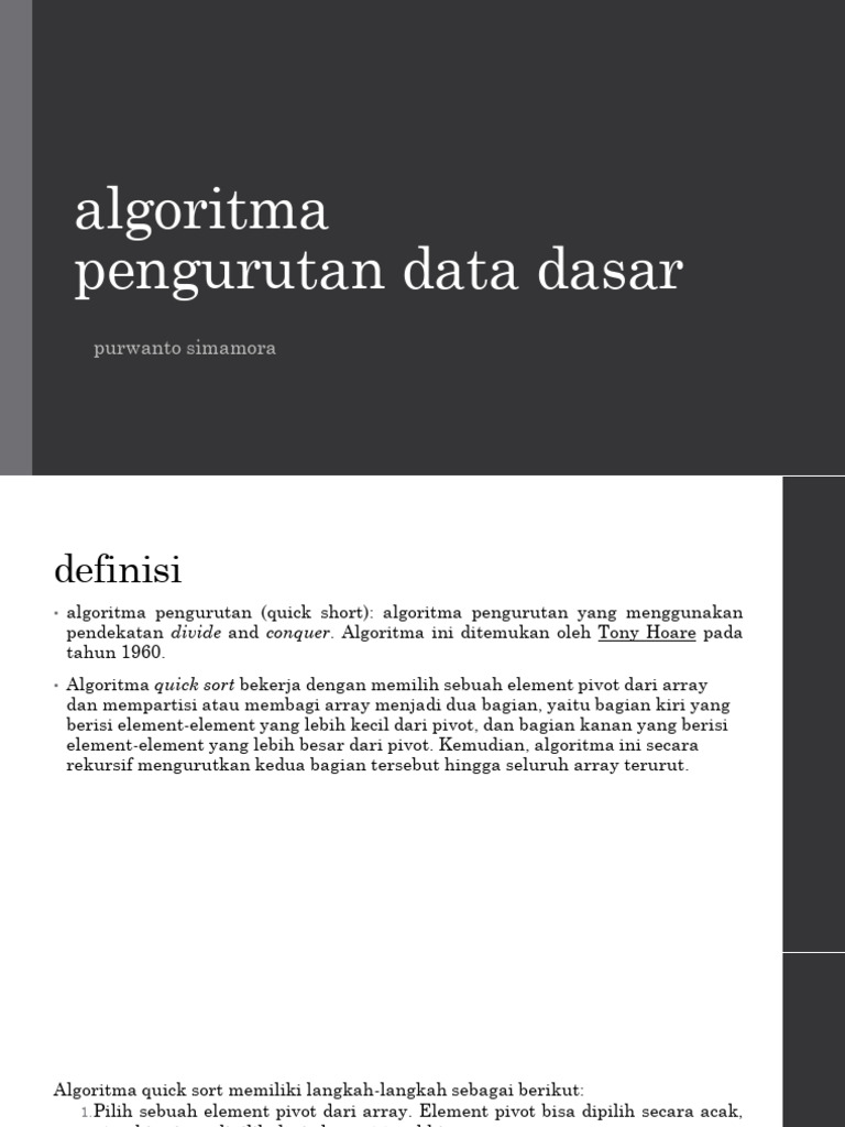 Algoritma Pengurutan Data Dasar | PDF | Komputer