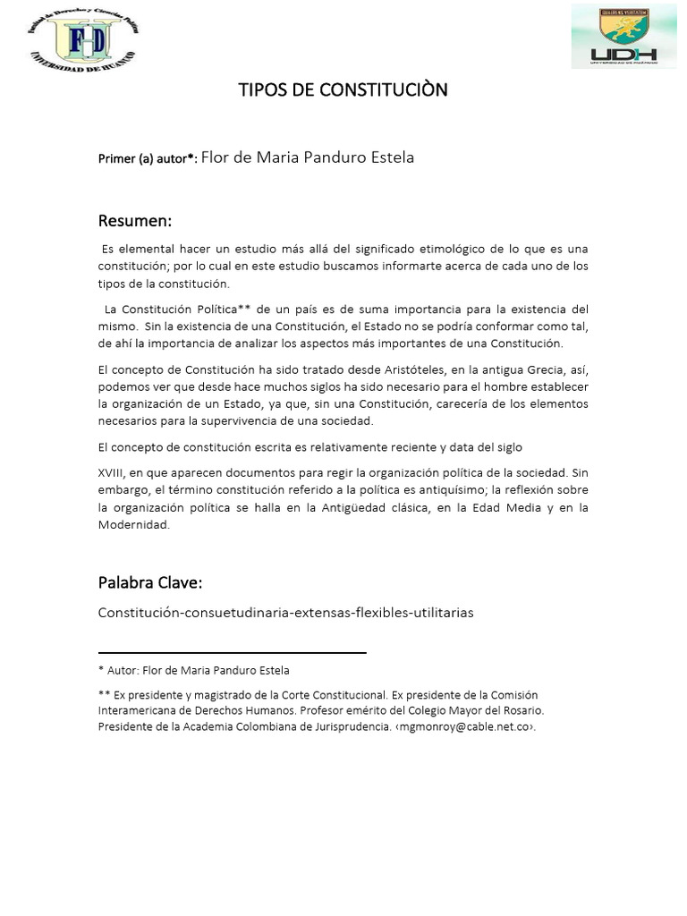 Tipos De Constituciòn Tarea 2 Constitucional Pdf Constitución