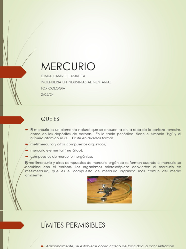 Toxicidad del Mercurio y Caso Clínico | PDF | Mercurio (Elemento ...