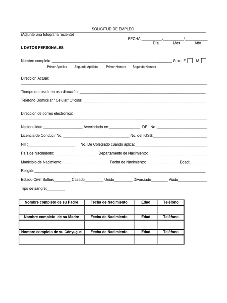 4 - Ejemplo - Solicitud de Empleo | PDF