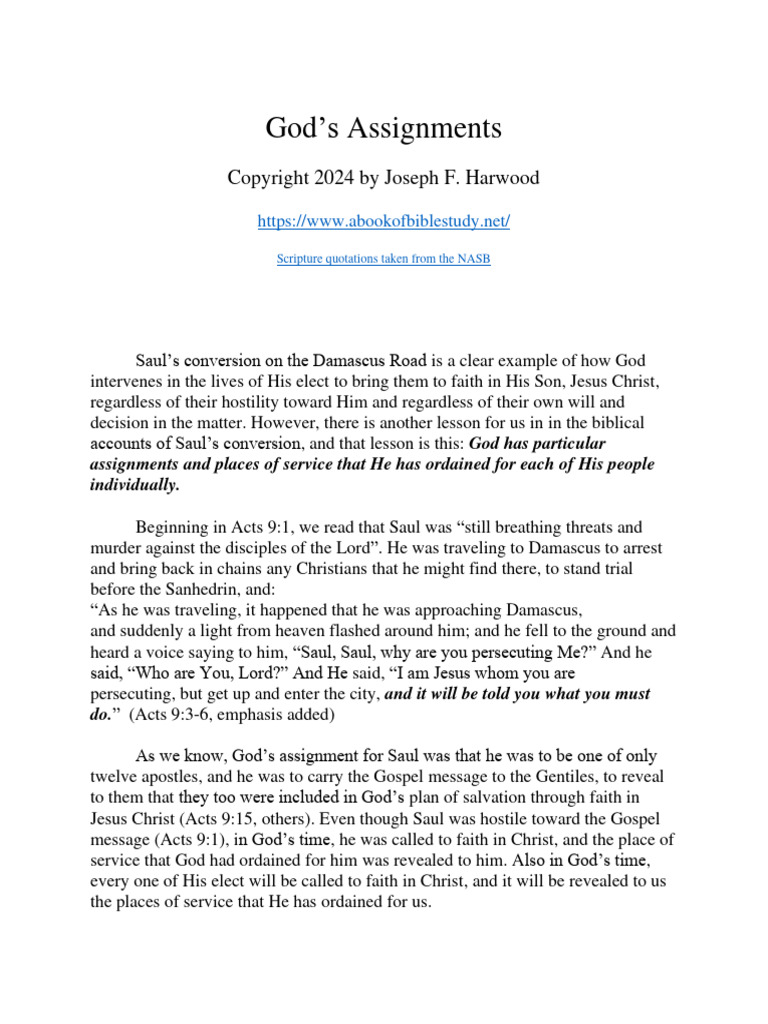 God's Assignments | PDF | Paul The Apostle | Acts Of The Apostles