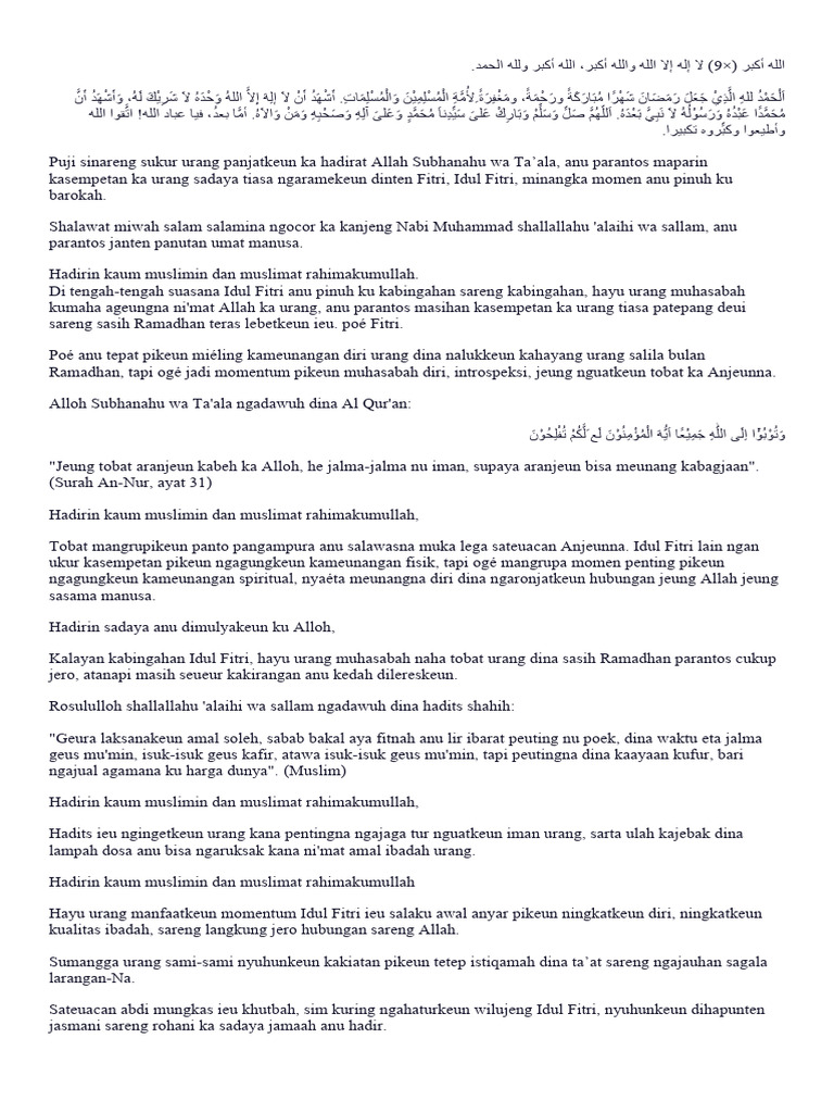 Khutbah Ied Sunda | PDF