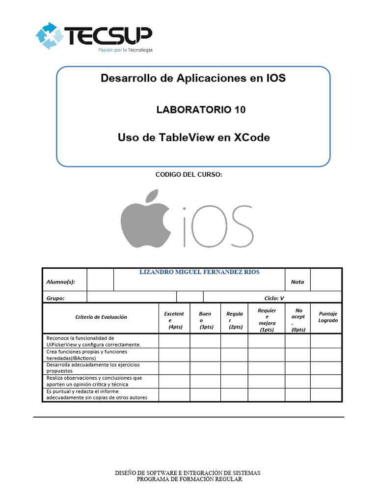 Desarrollo de Apps en iOS con Xcode | PDF | Laboratorios | Ingeniería de Sistemas