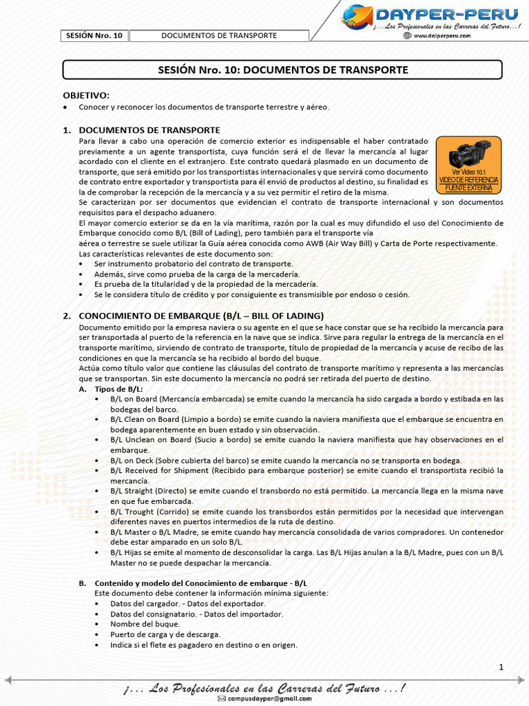 S10 - Documentos de Transporte | PDF | El comercio internacional | Transporte