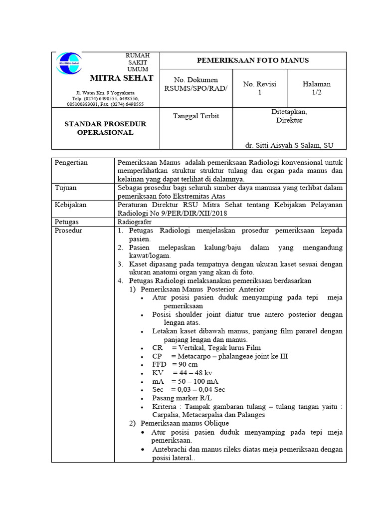 Pemeriksaan Foto Manus | PDF