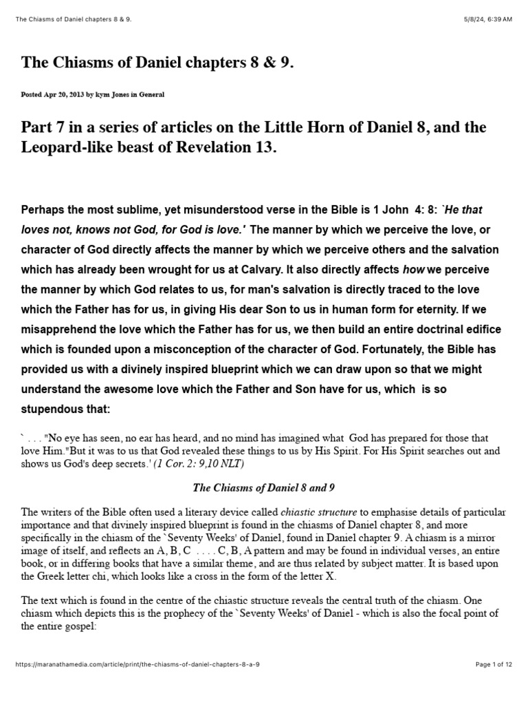 The Chiasms of Daniel Chapters 8 & 9. | PDF | Book Of Daniel | Daniel ...