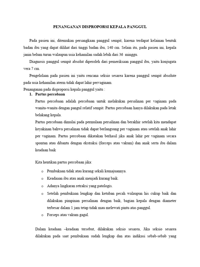 Penanganan Disproporsi Kepala Panggul | PDF | Pengembangan Diri | Sains ...