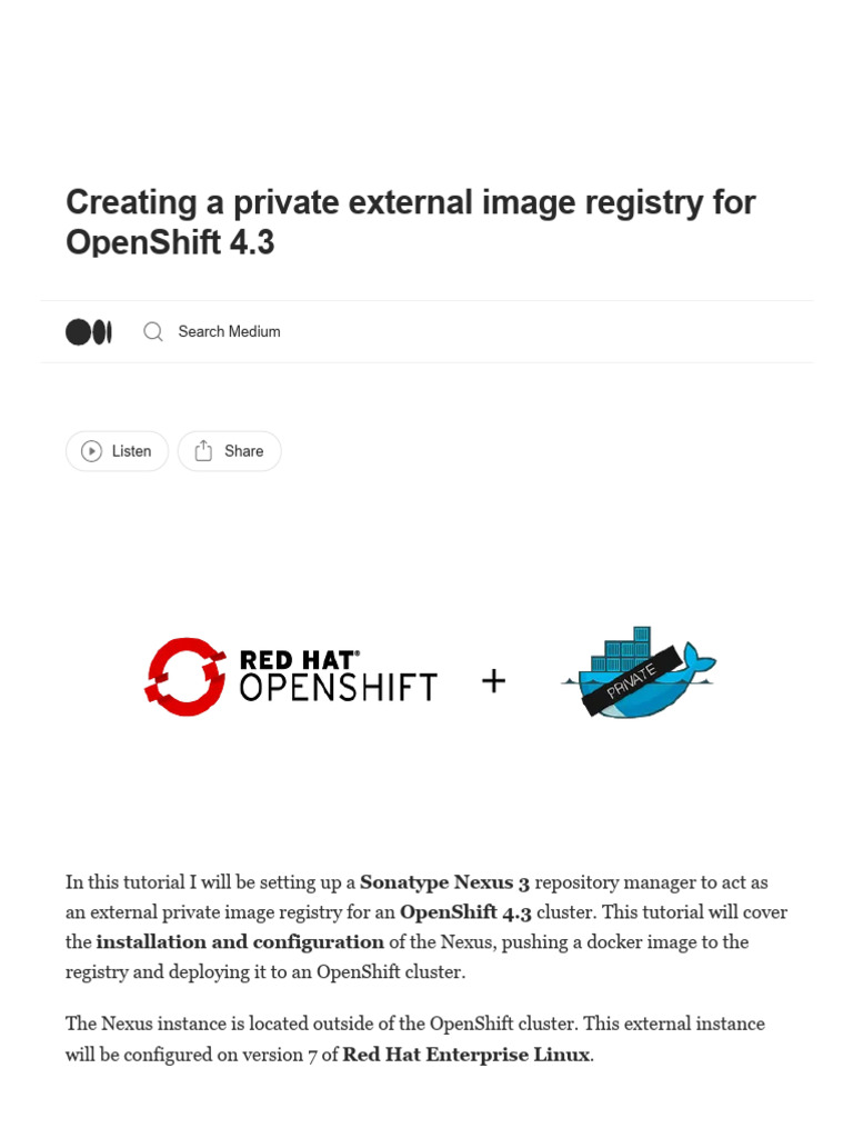 Creating A Private External Image Registry For OpenShift 4.3 | PDF ...