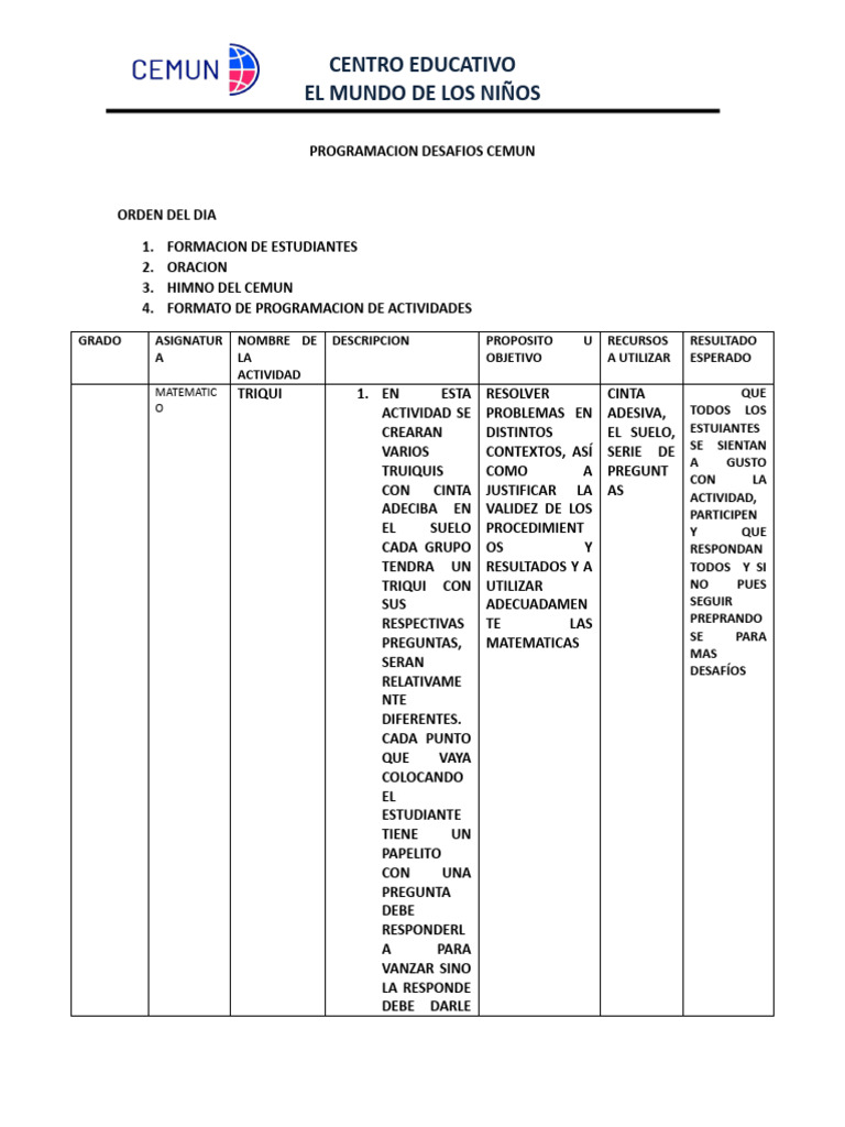 Programacion Desafios Cemun Cuarto | PDF | Ecosistema | Selva