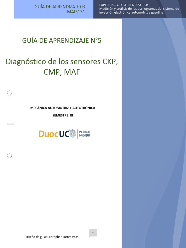 3 1 2 Guia 05 Diagnostico de Los Sensores CKP CMP y MAF | PDF ...