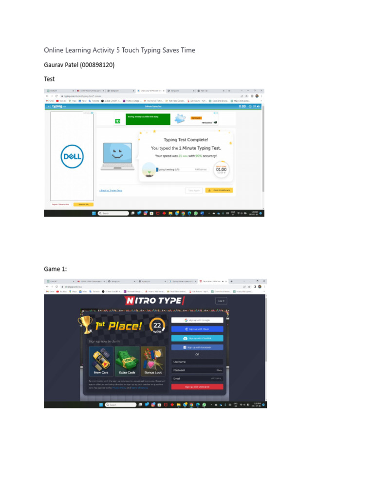 Online Learning Activity 5 Touch Typing Saves Time | PDF