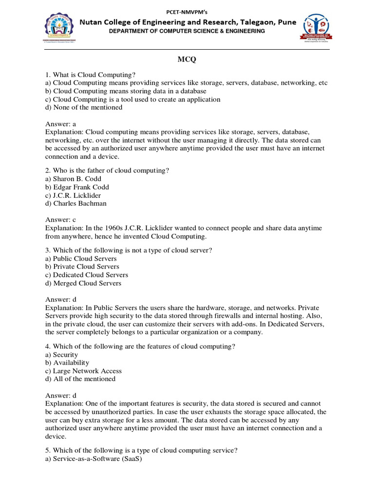 CC-MCQ | PDF | Cloud Computing | Software As A Service