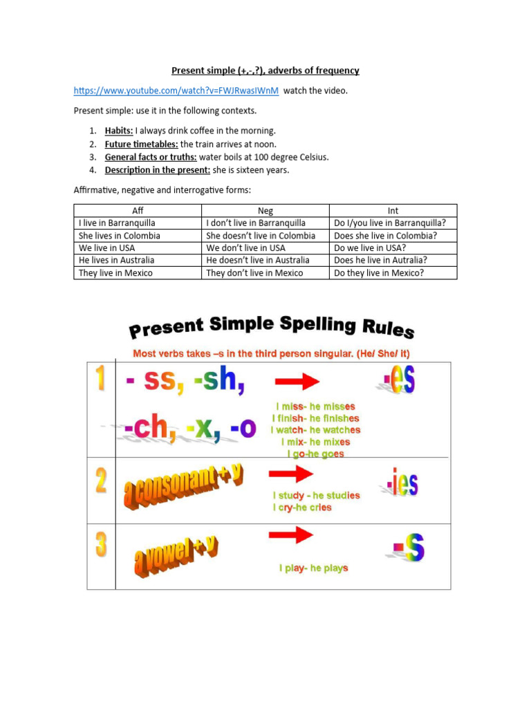 Present Simple Tense Explained | PDF | Foreign Language Studies | Self ...