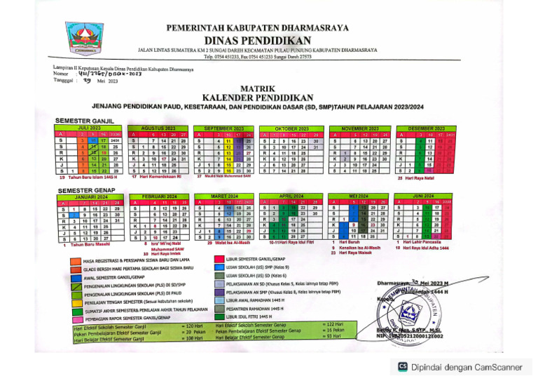 Matrik Kalender Pendidikan 2023 - 2024 | PDF