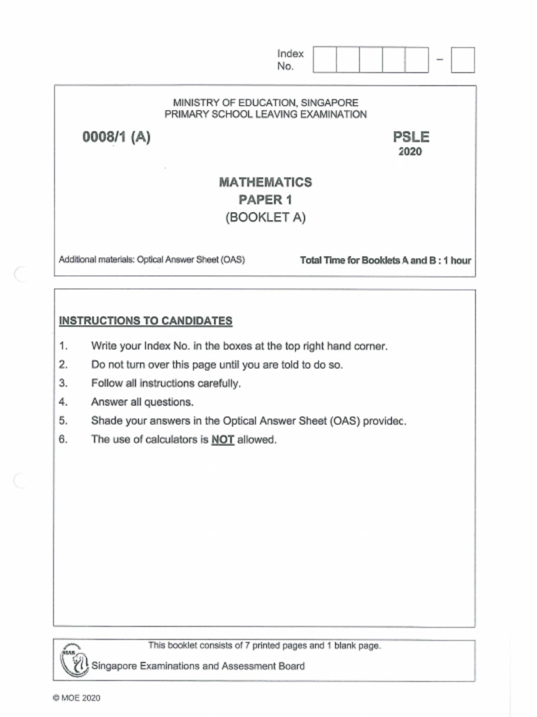 2020 PSLE Maths | PDF