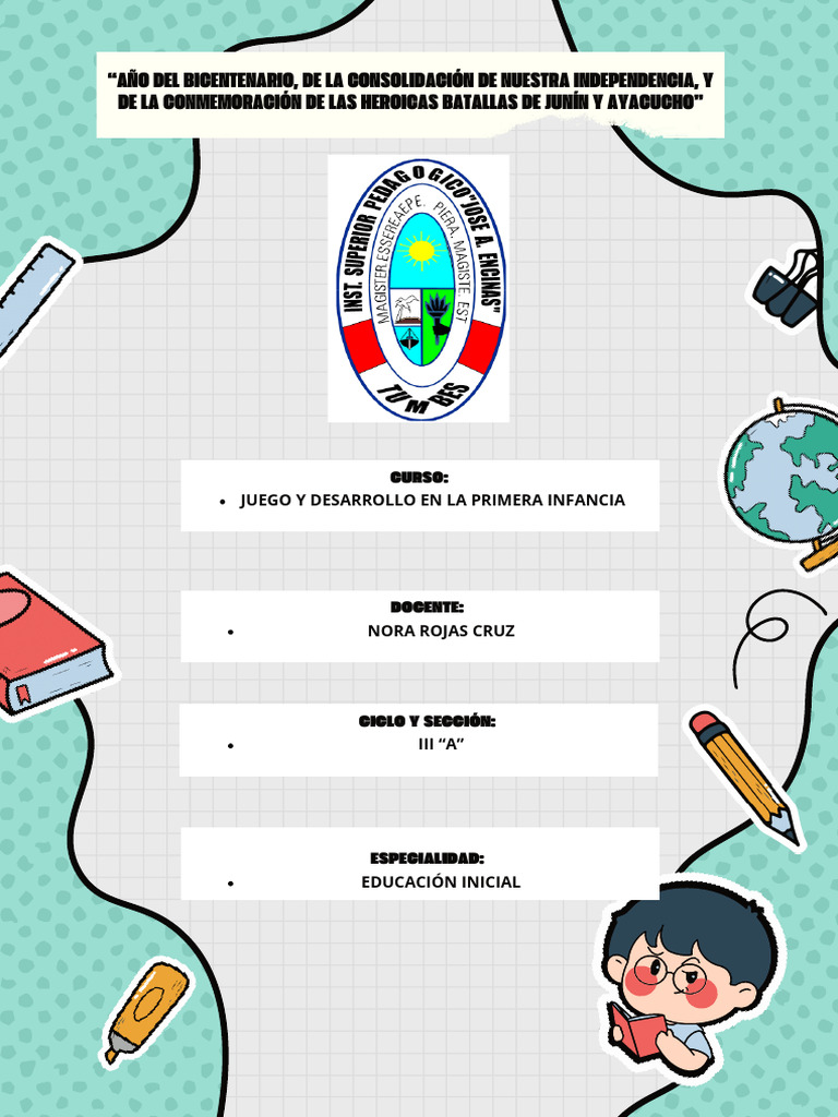 Documento A4 Portada Carátula Proyecto Escolar Creativa Infantil ...