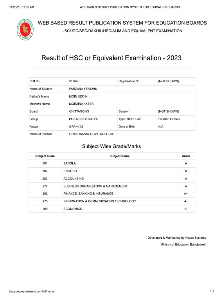 Web Based Result Publication System For Education Boards | PDF