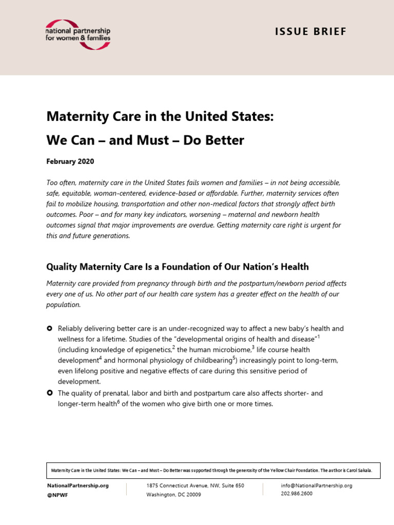 Improving Maternity Care in America | PDF | Childbirth | Maternal Health
