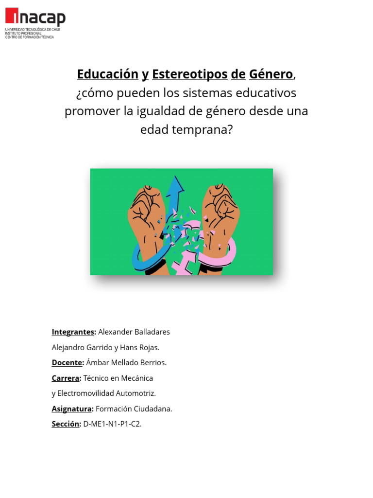 Educación y Estereotipos de Género | PDF | Igualdad de género ...
