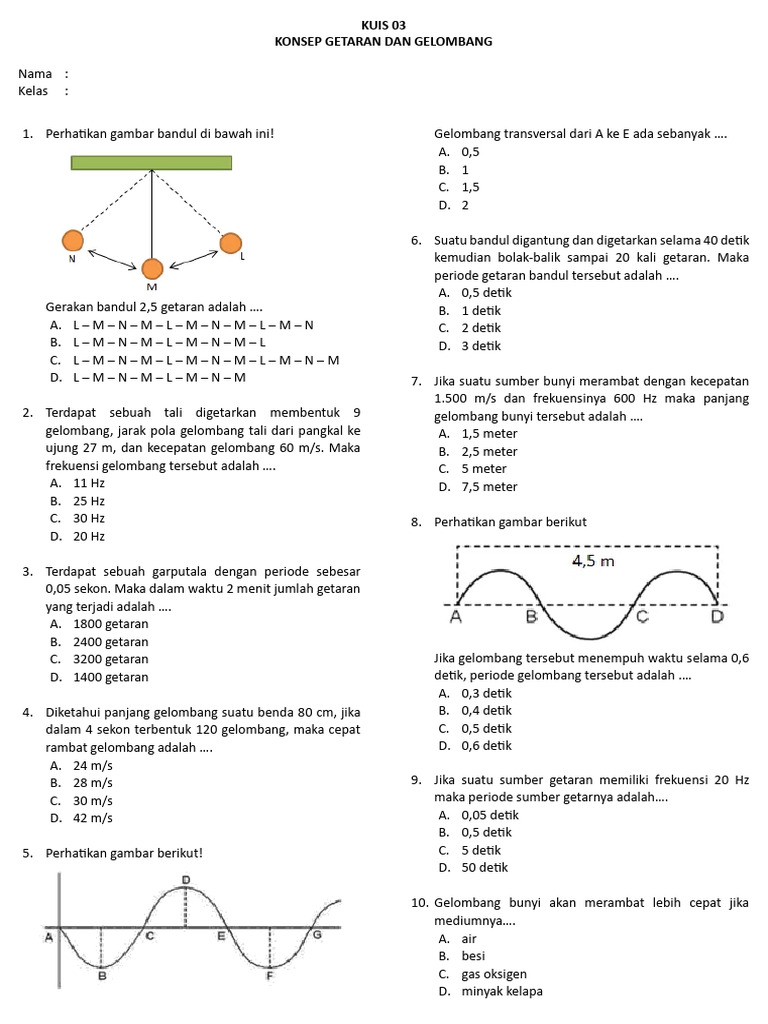 Kuis 03 Kelas VIII (Konsep Getaran Dan Gelombang) | PDF