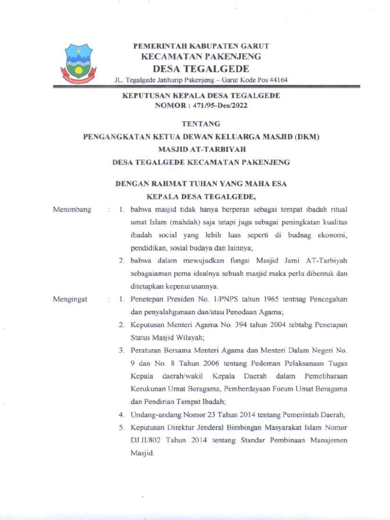 SK Pendirian DKM | PDF