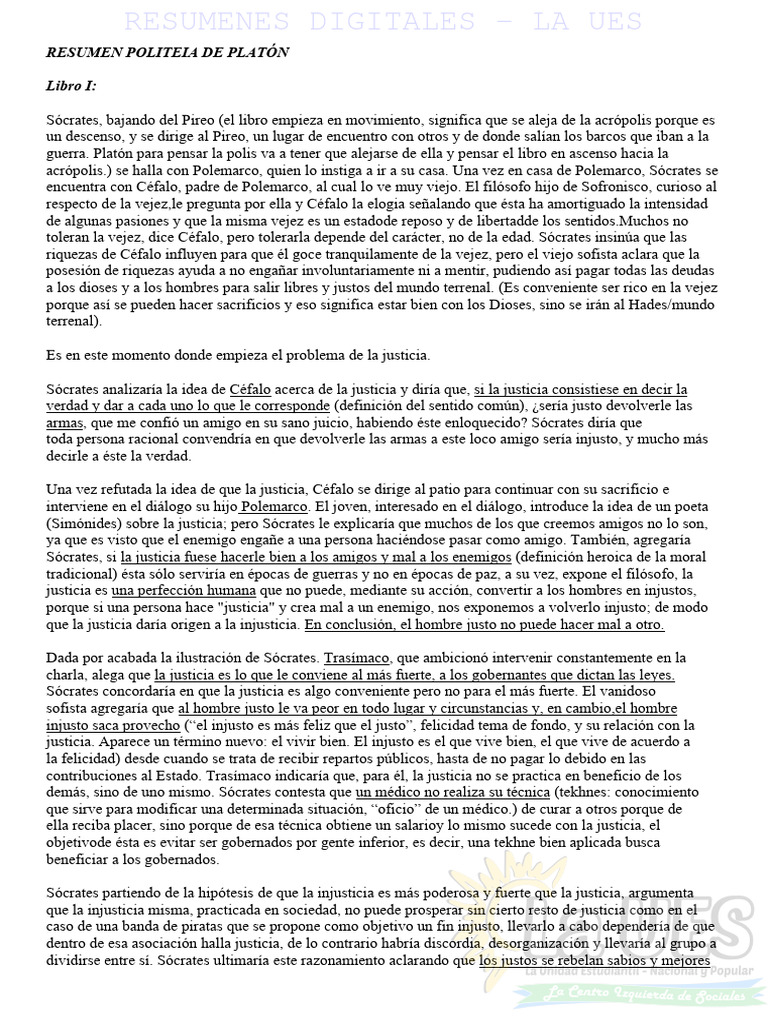 Resumen de la Politeia de Platón | PDF | Platón | Conocimiento