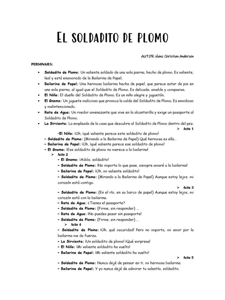 El Soldadito de Plomo y su Amor | PDF