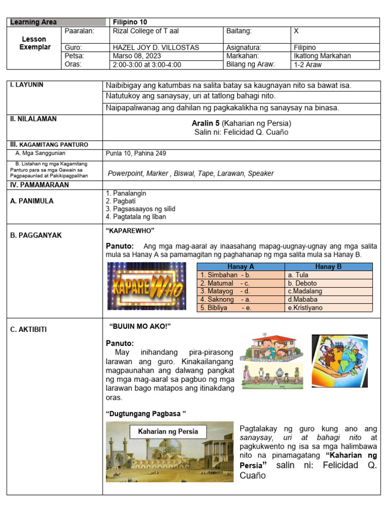 ARALIN5-KAHARIAN NG PERSIA | PDF
