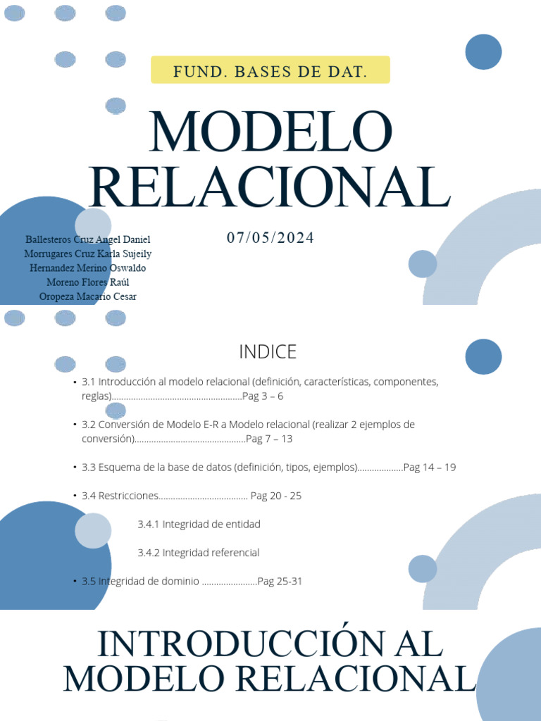 Modelo Relacional: Estructura y Reglas | PDF | Base de datos relacional ...