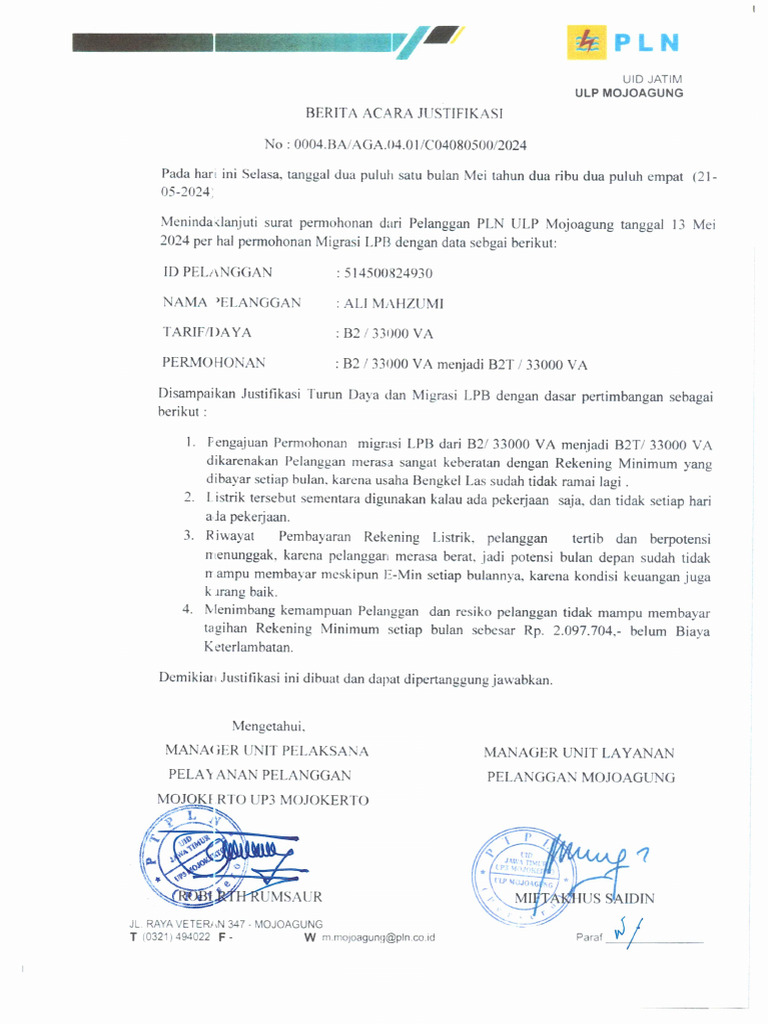 Ba Justifikasi No 0004 Ali Mahzumi | PDF