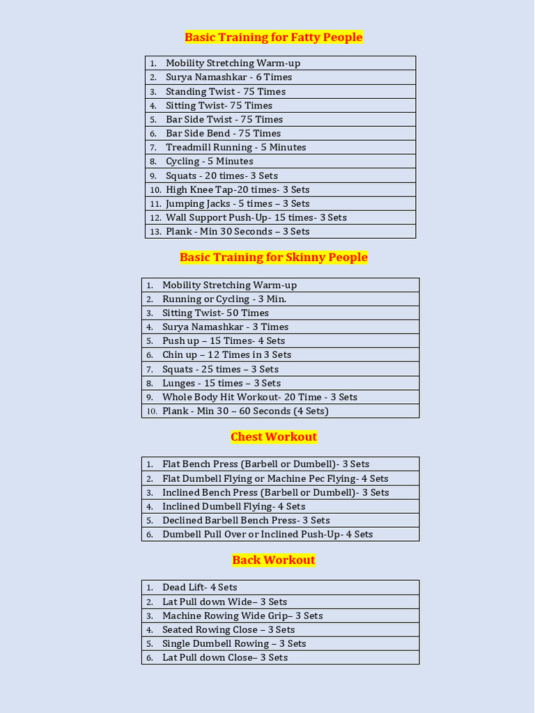 Fitness Routines for All Body Types | PDF | Physical Fitness | Physical ...